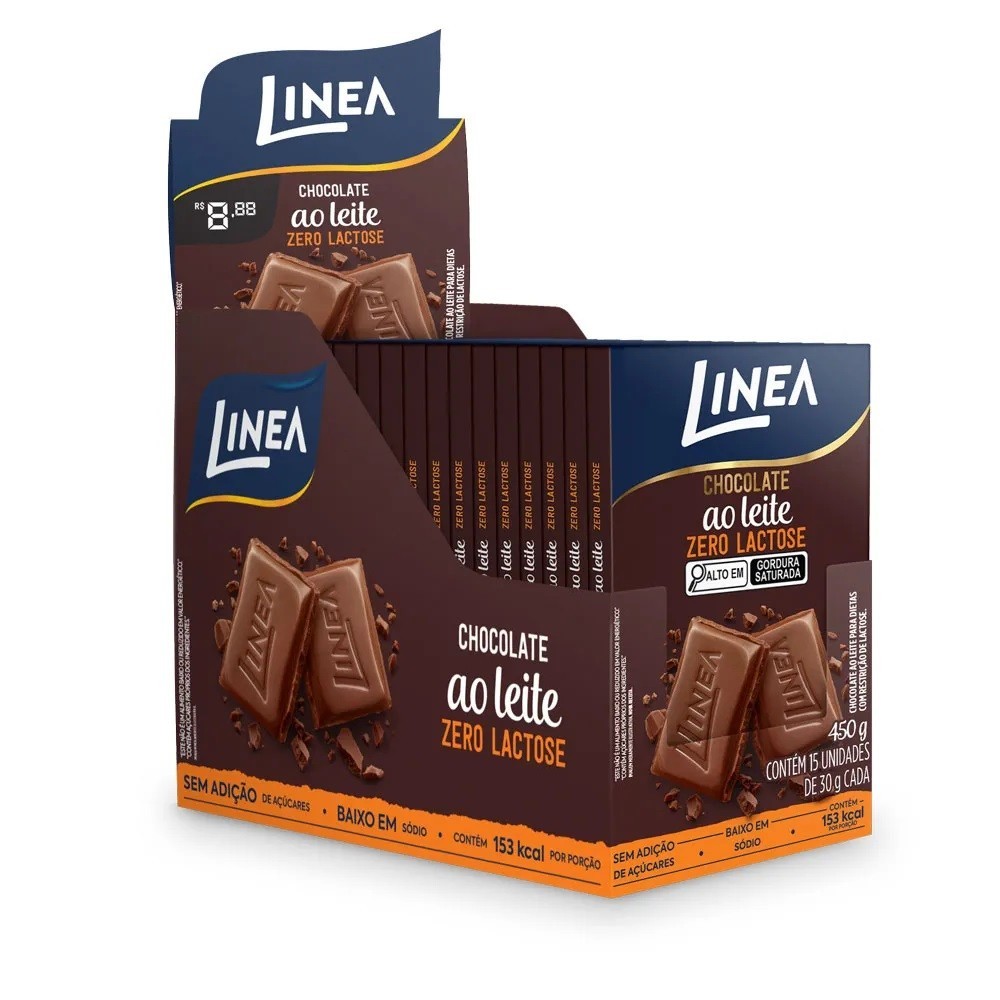 Linea Chocolate Ao Leite Zero Lactose Sem Açúcar 30G 15 Unidades Flex ...