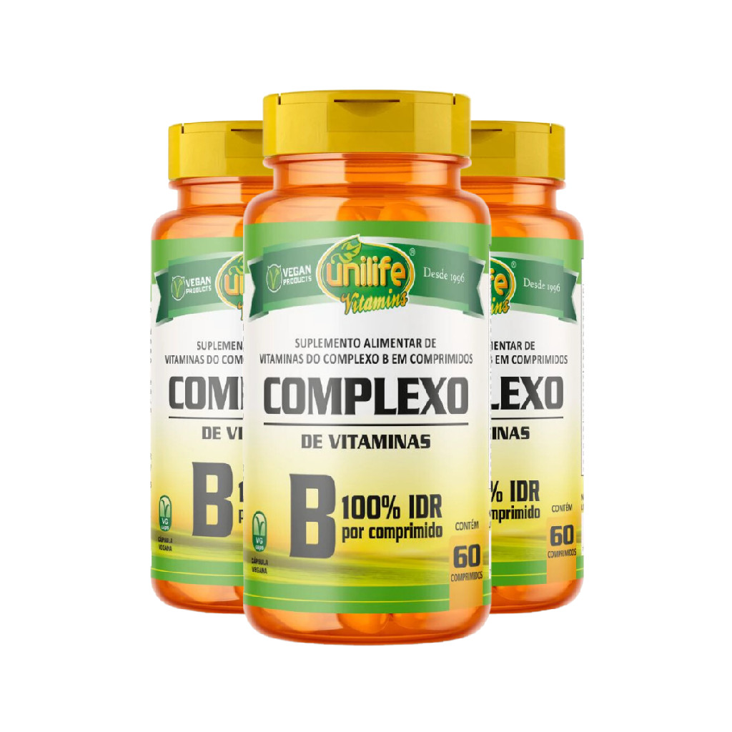Kit 3 Complexo B Biotina B6 Ácido Fólico B5 B12 Suplemento Composto