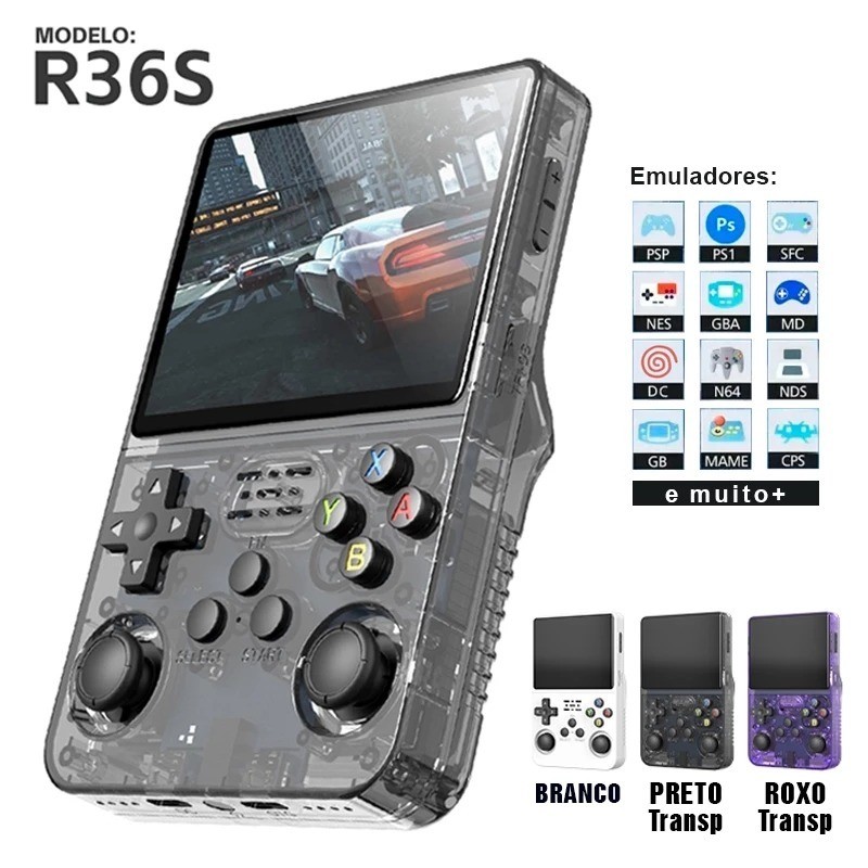 Console Portátil R36S + de 15.000 Jogos Vídeo Game 64g Linux Tela IPS 3.5 Polegadas a Pronta ...