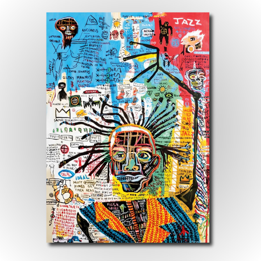 Quadro Para Sala Grande Jean-Michel Basquiat Arte Contemporanea em Tela Acetinada | Shopee Brasil