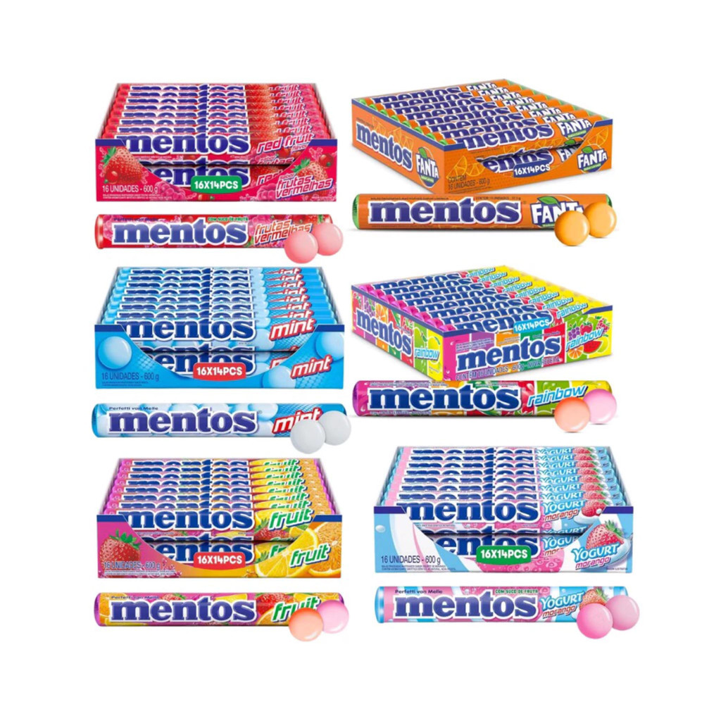 MENTOS STICK 29,5G C/16 - Bala Frescor Sabores | Shopee Brasil