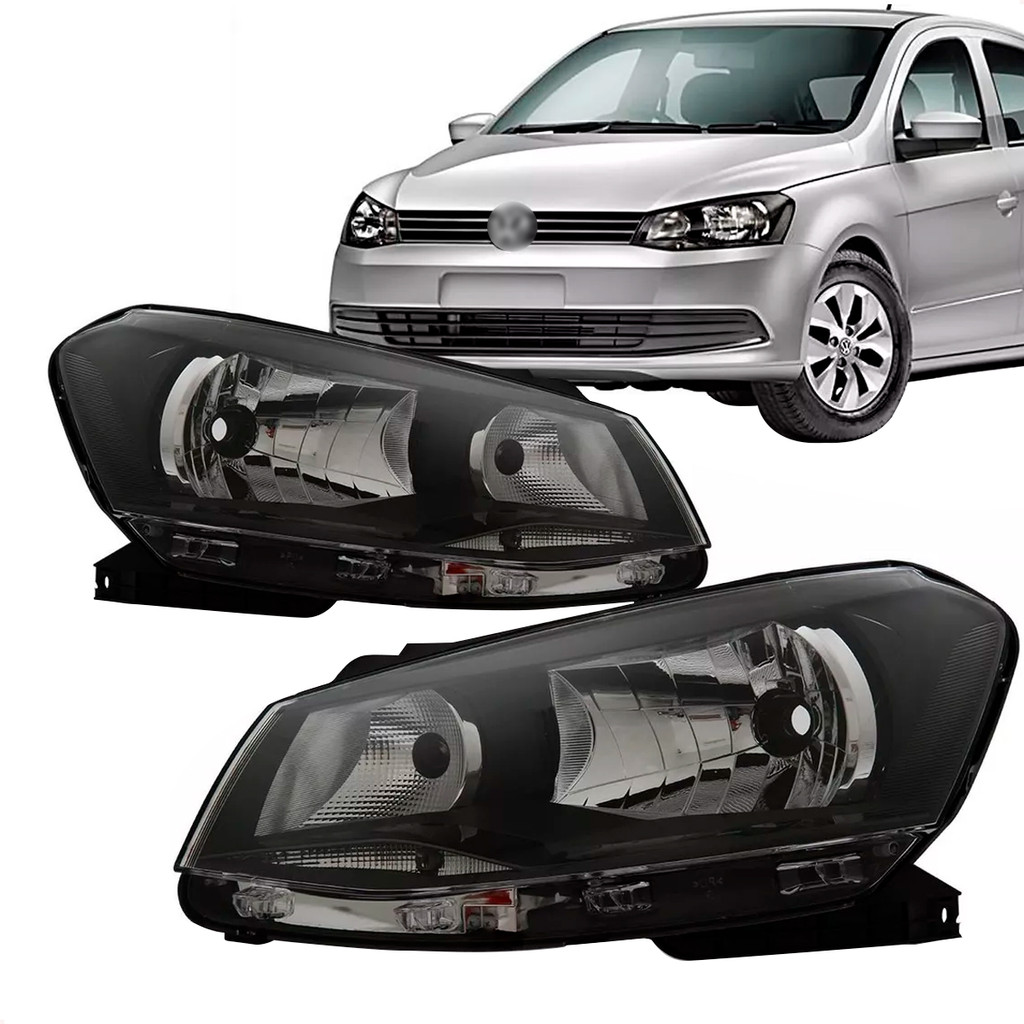 Farol Gol G6 2013 2014 2015 2016 Foco Duplo Cromado Mascara Negra ...