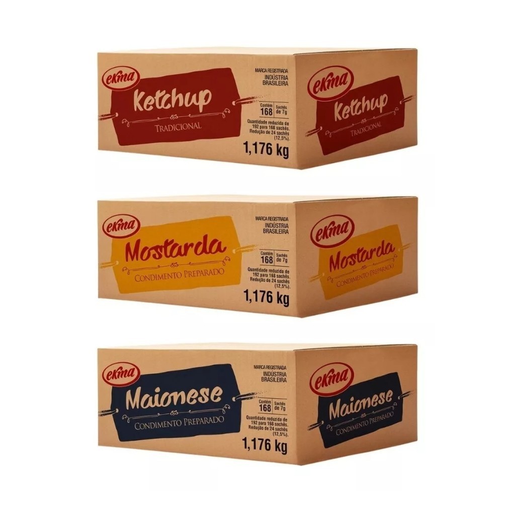 Kit Catchup Mostarda Maionese Sachet Ekma 168x7gr | Shopee Brasil