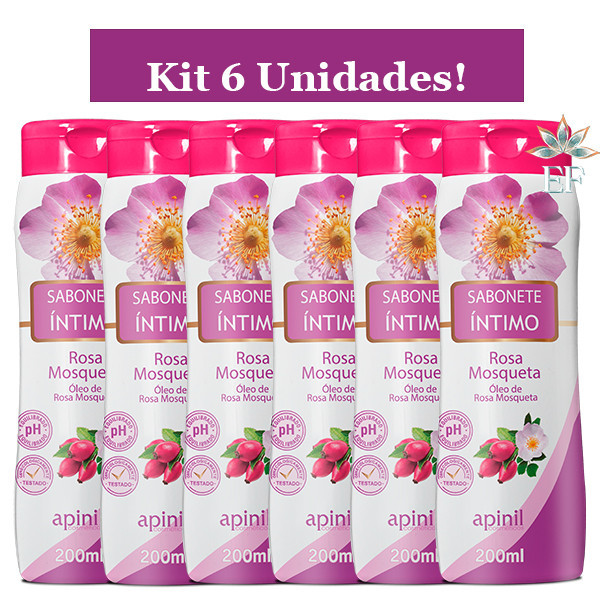 Kit 6 Unidades Sabonete Íntimo ROSA MOSQUETA 200mL APINIL | Shopee Brasil