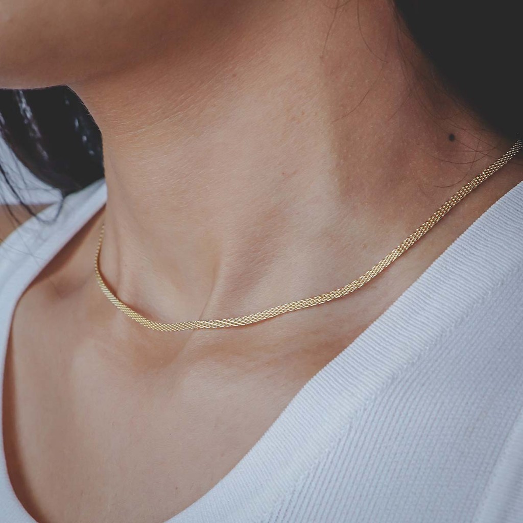 Corrente Bismarck (2mm) 40cm Banhada em Ouro 18K | Shopee Brasil