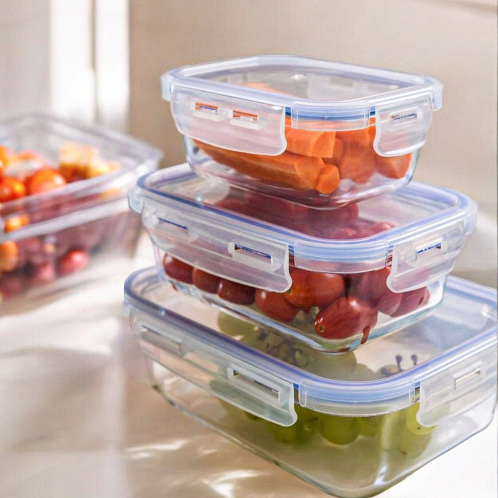 Conjunto Marmita De Vidro 3 Potes Hermético Alimentos Freezer | Shopee ...