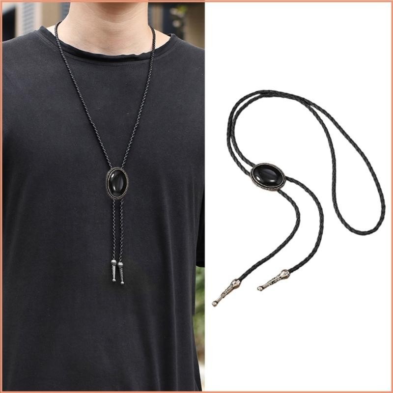 Yao Elegant Gravata Bolo Preto Com Pedras Gemas Cowboy Ocidental ...