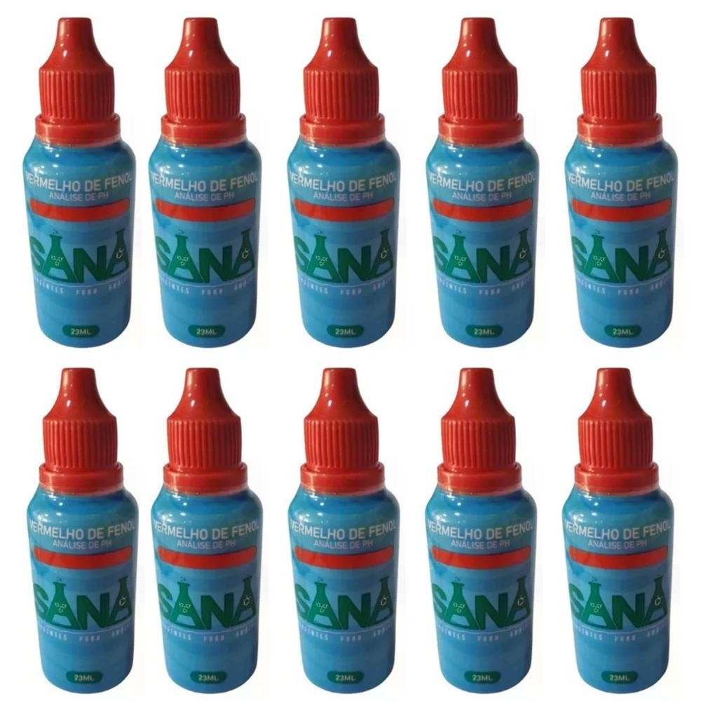 10X Reagente Para Kit Teste Piscina Vermelho Fenol Sana 23Ml | Shopee ...