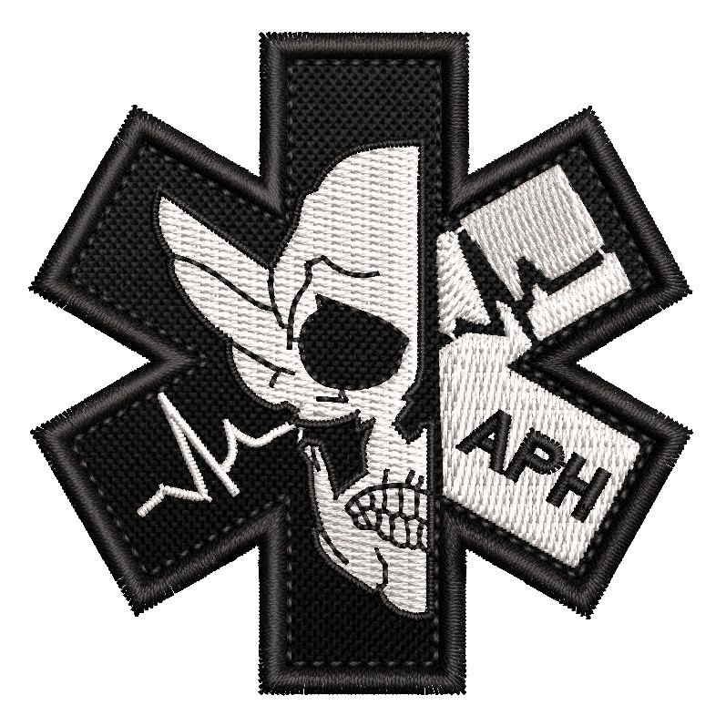 Patch Bordado Caveira APH Médico tático 7cm preto e branco | Shopee Brasil