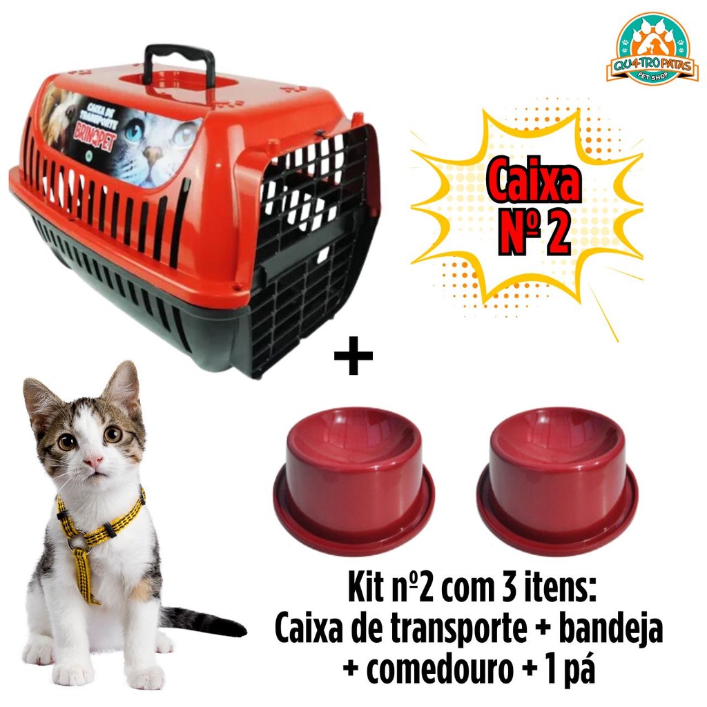 Kit Gato 2 Comed. Ergométrico 150ml (2D) + Caixa de Transporte nº 2 ...
