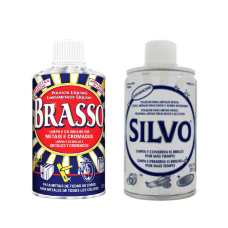 Kit Polidor Brasso e Silvo Anti Manchas Inox Latão Cobre Bronze 200ml ...