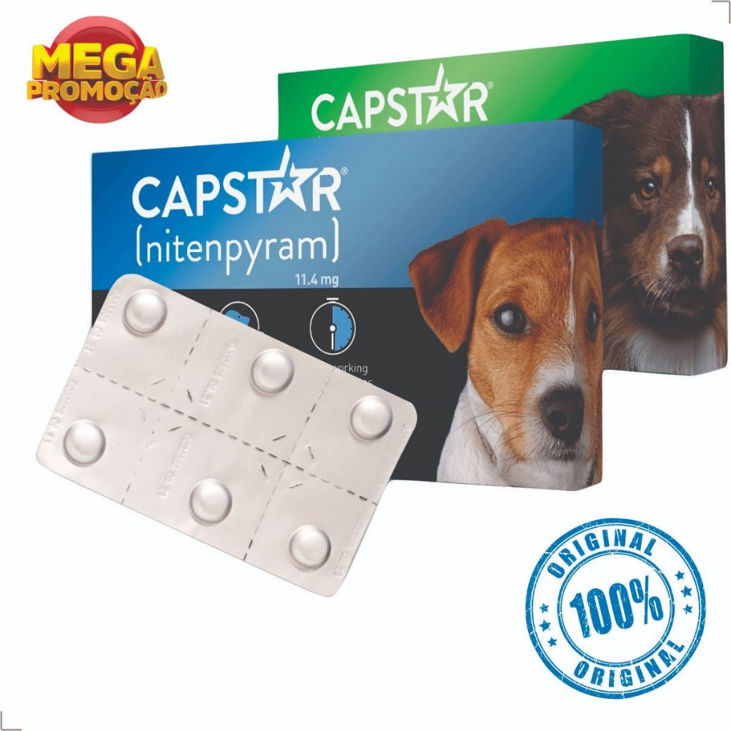 Capstar Remédio para Pulgas e Carrapatos Remédio para Carrapatos Cachorro e Gato 6 Comprimidos ...