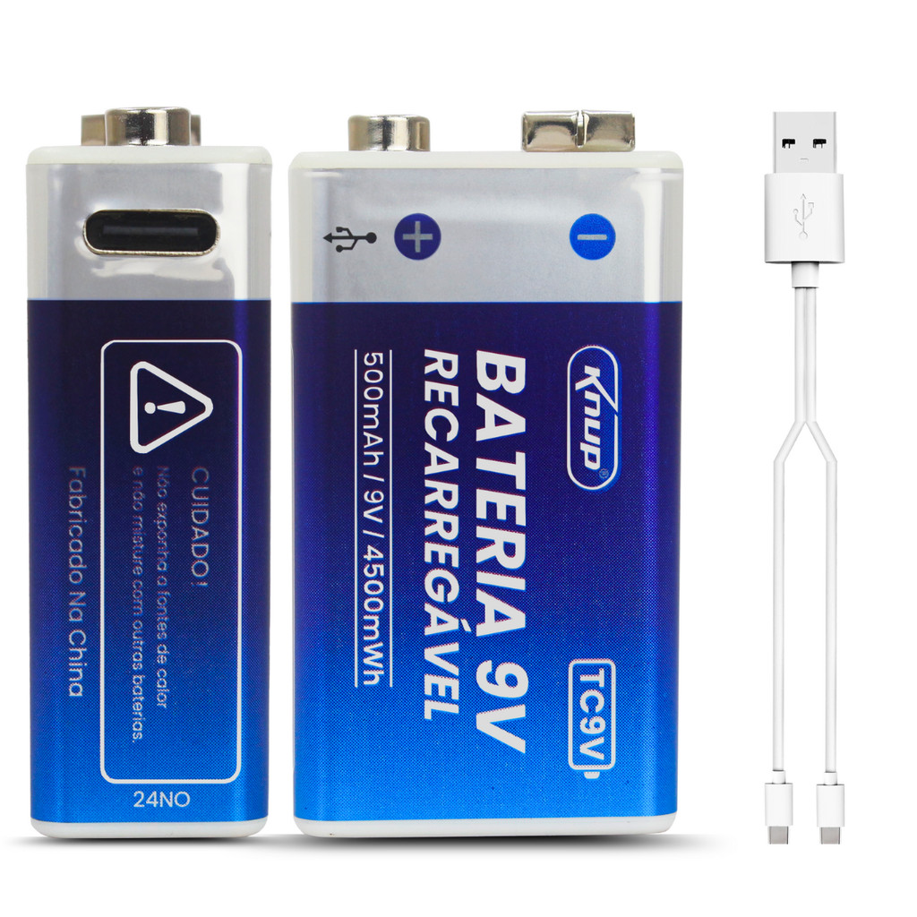 Bateria Nove 9V Recarregável USB Tito C | Shopee Brasil