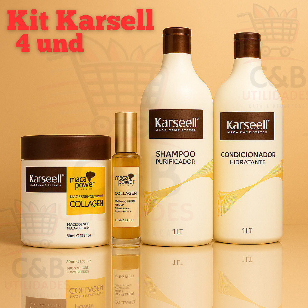 Kit Karsell 4 itens Máscara Karseell + Shampoo Condicionador + Óleo ...