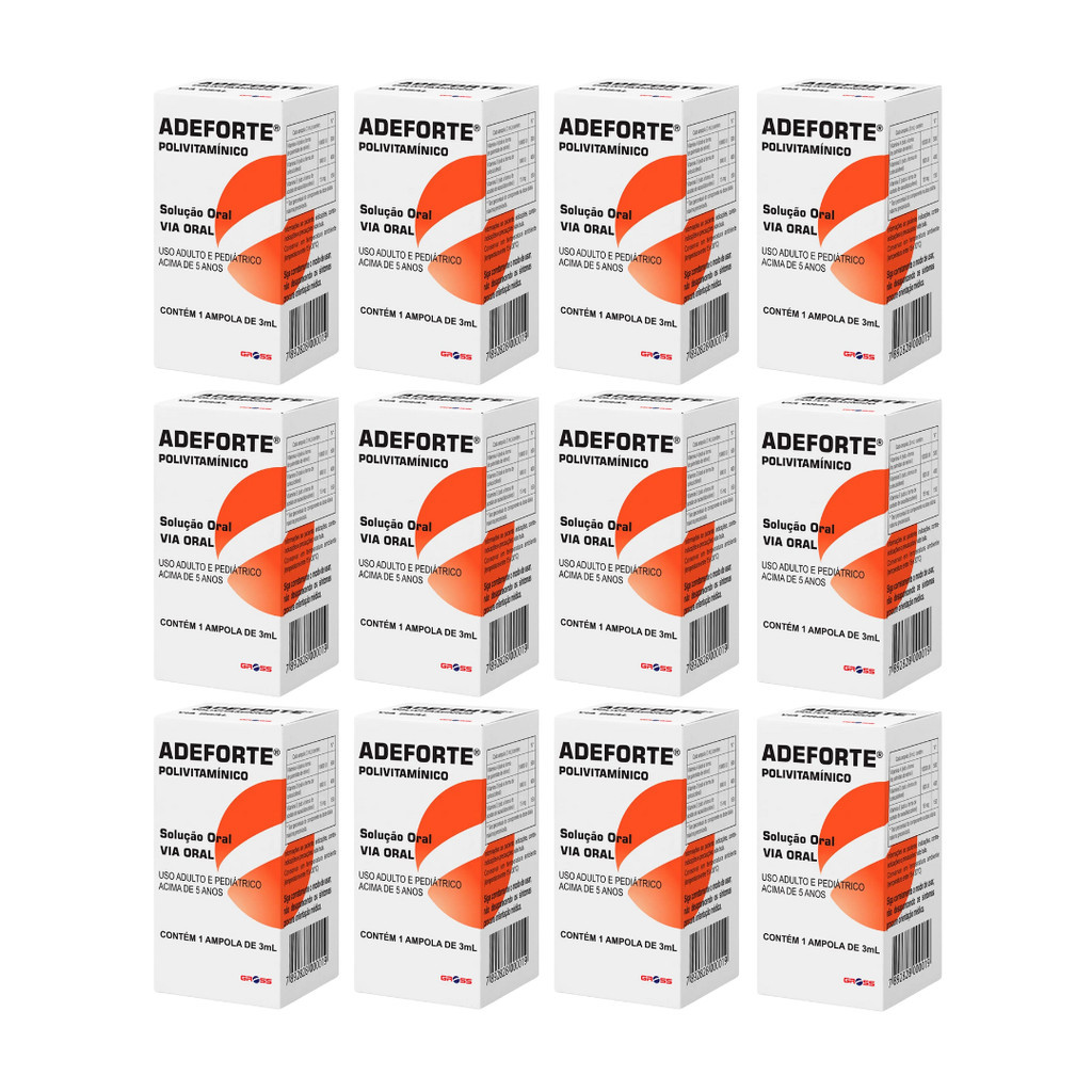 Kit 12 unidades - Adeforte Polivitaminico c/1 ampola de 3ml | Shopee Brasil