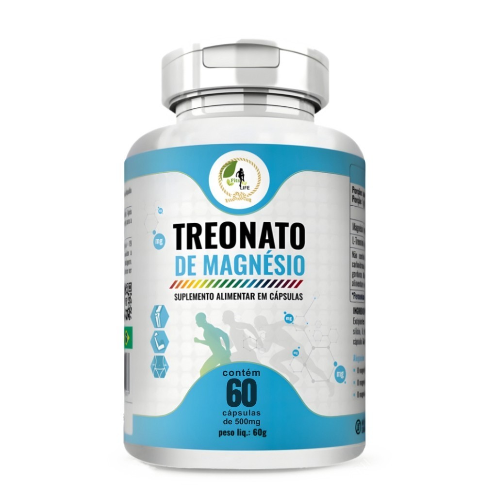 Treonato De Magnésio 500mg - 60 Cápsulas - Fits Life | Shopee Brasil