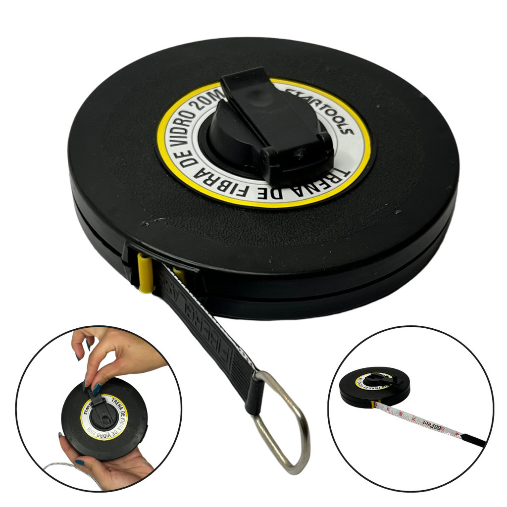 Trena 20 Metros Profissional Trena Métrica Longa Fita Fibra De Vidro ...