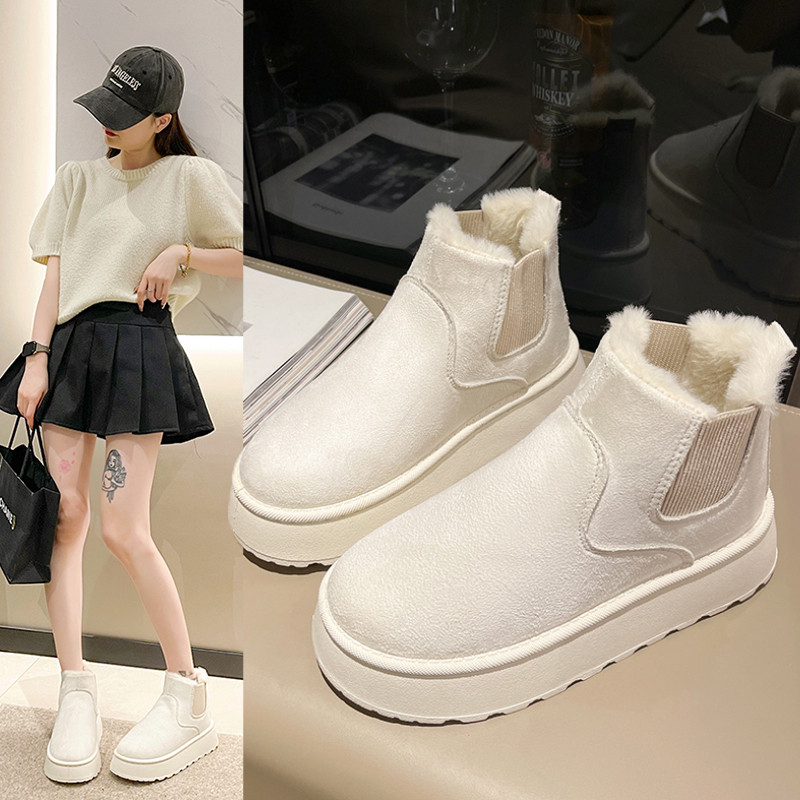 Botas Curtas Coreanas de Inverno em Veludo Quente e Moda Simples Botas ...