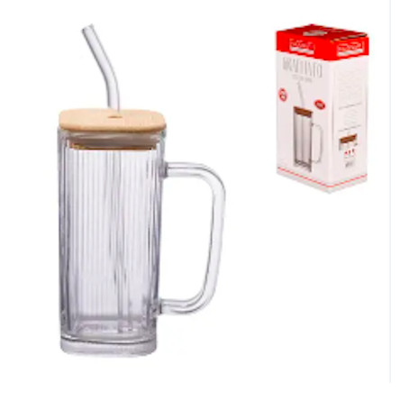Copo com Canudo em Vidro e Tampa de Bambu Hauskraft Graffiato - Capacidade 290ml | Shopee Brasil