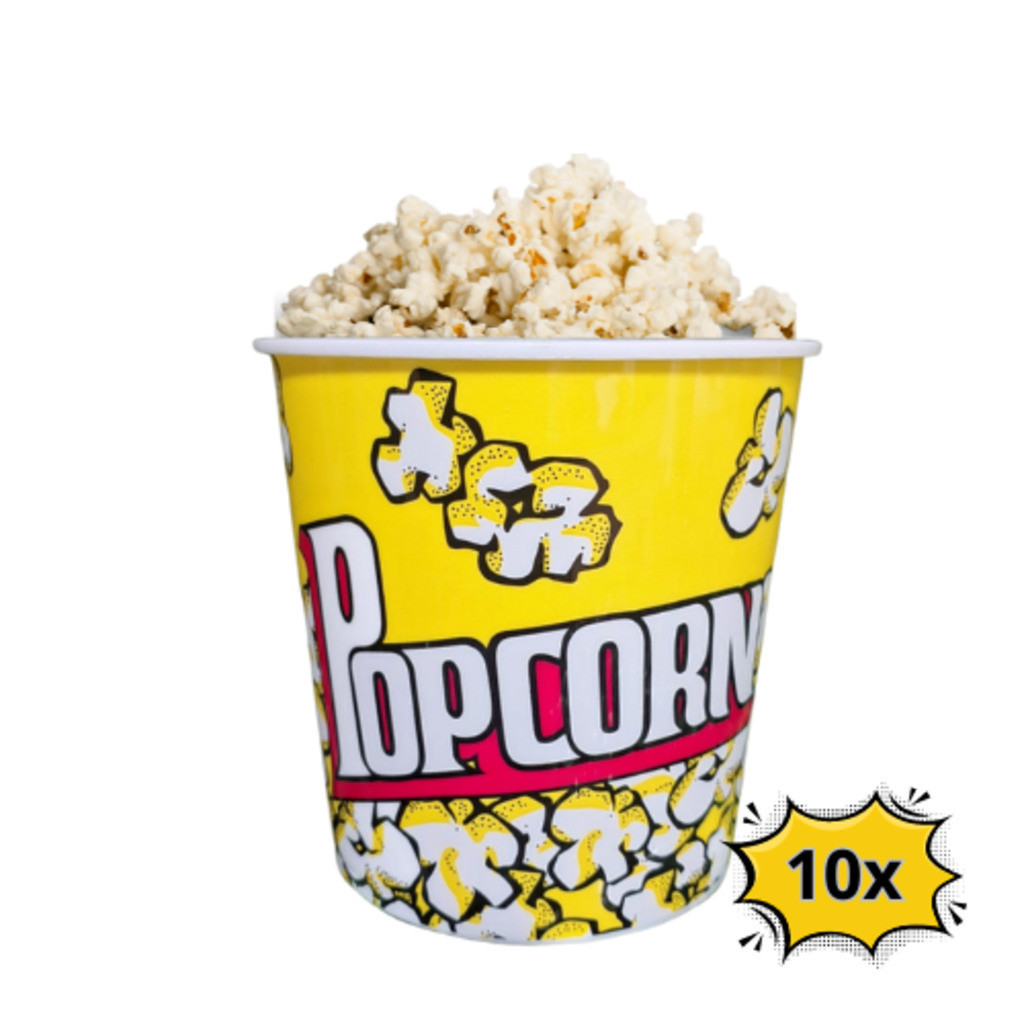 Kit Com 10 Baldes De Pipoca Plástico Decorado Popcorn 800ml | Shopee Brasil