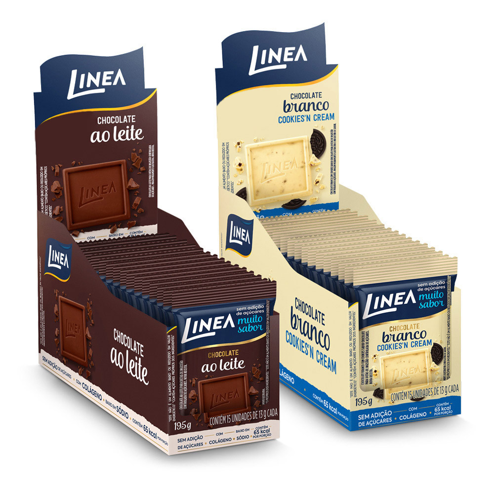Kit 2 Displays de Mini Chocolate Linea Sabor Cookies’n Cream e Ao Leite ...