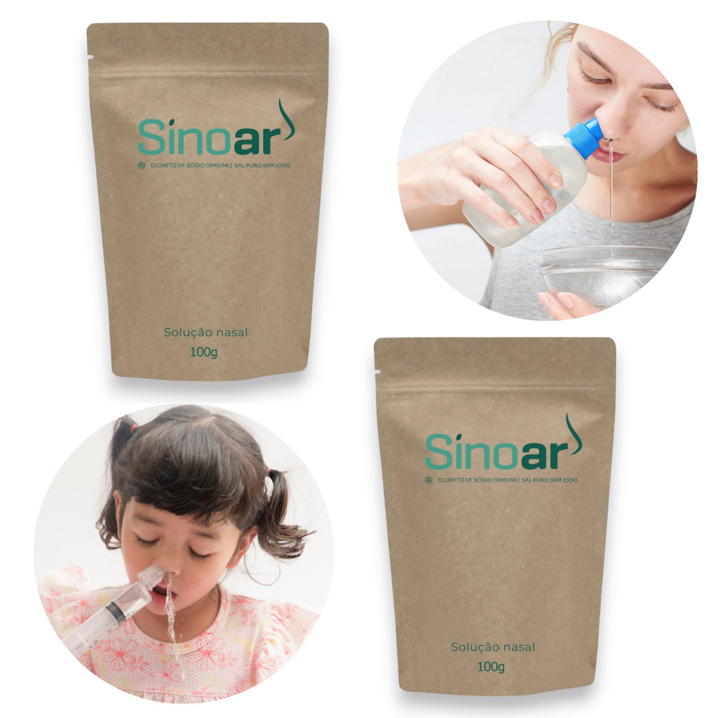 Sal Sinoar Para Lavagem Nasal 2X 100g – Grau Farmacêutico 60 Doses Com ...