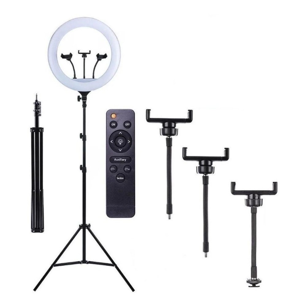18 polegadas Ring Light 2,10M Com Suporte 3 Celulares altura 46CM Ring Light Iluminador Com ...