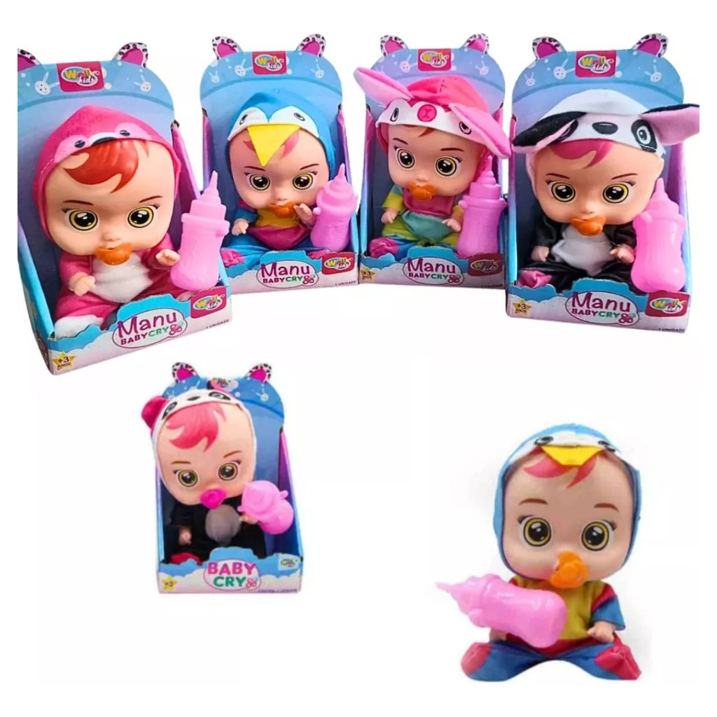 Boneca Baby Manu Cry Babies Com Som e Chora de Verdade | Shopee Brasil