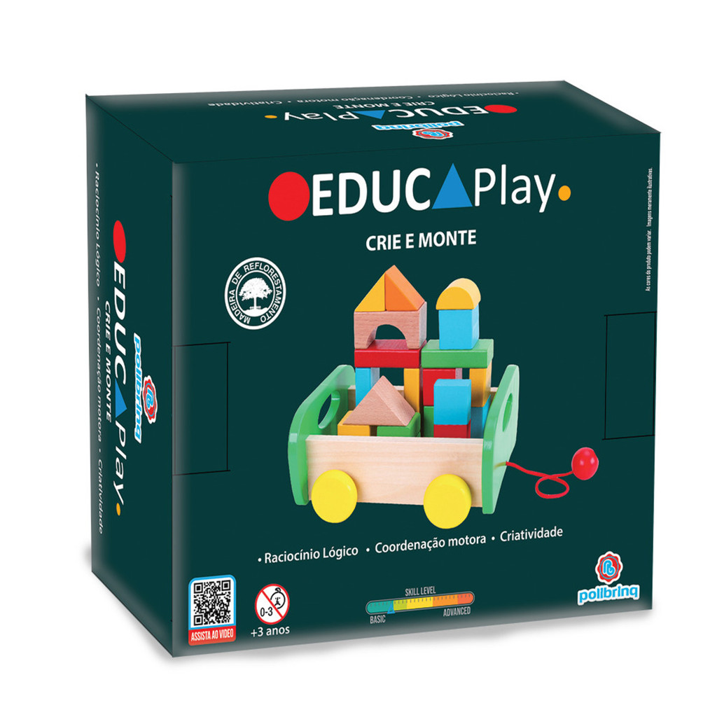 Brinquedo educativo de Madeira Cores e Formas Crie e Monte EducaPlay Polibrinq | Shopee Brasil