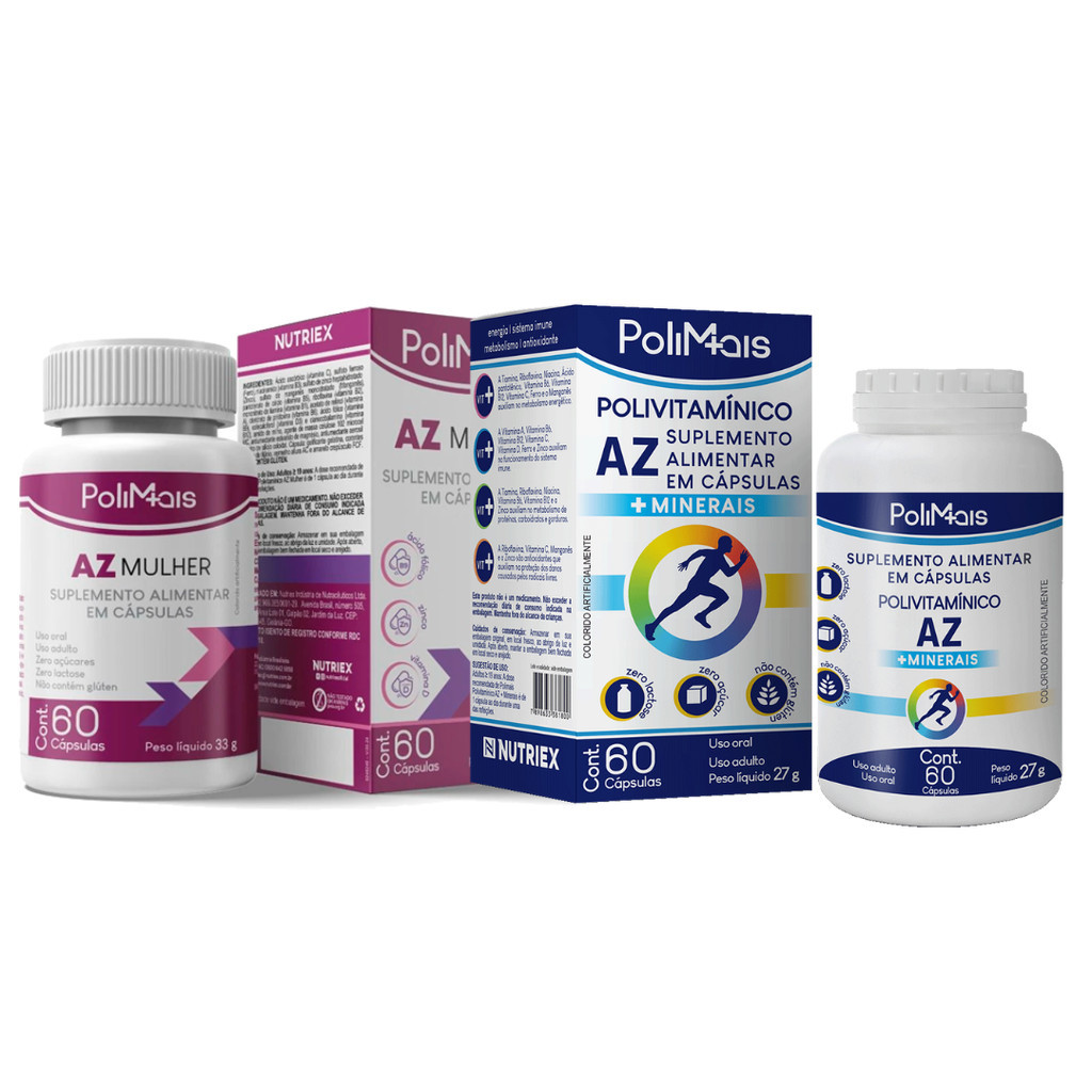 Kit Vitamínico PoliMais AZ para Casal – Completo de A a Z – 120 ...