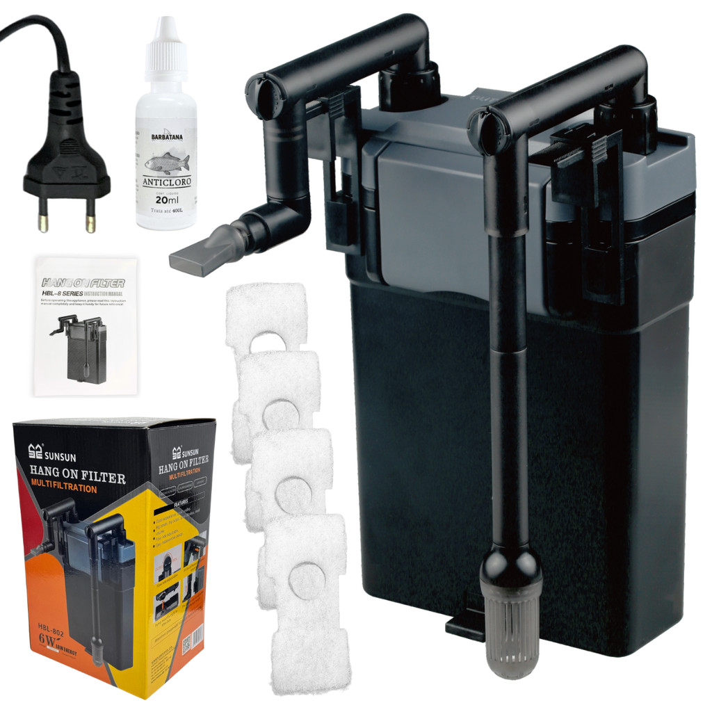Canister Hang On Filtro Externo SunSun HBL-802 220V 500 l/h + Anticloro ...