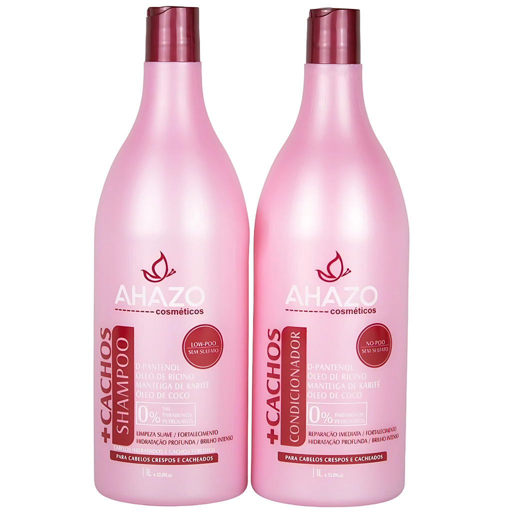 Shampoo e Condicionador Cachos | kit cabelo cacheado 1 litro Ahazo ...