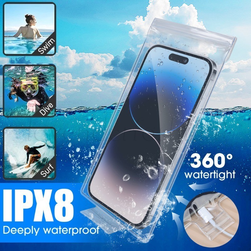 Bolsa Transparente Para Telefone Celular À Prova D'água-Mergulho-Com Tela Sensível Ao Toque-Capa ...