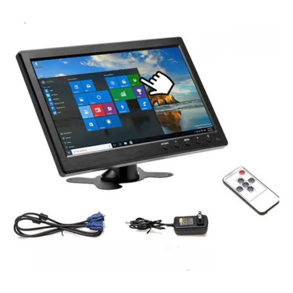 Monitor Tela Lcd 10.1 Colorida Controle Hdmi Vga Mp5 Usb Av + Cam Ré ...