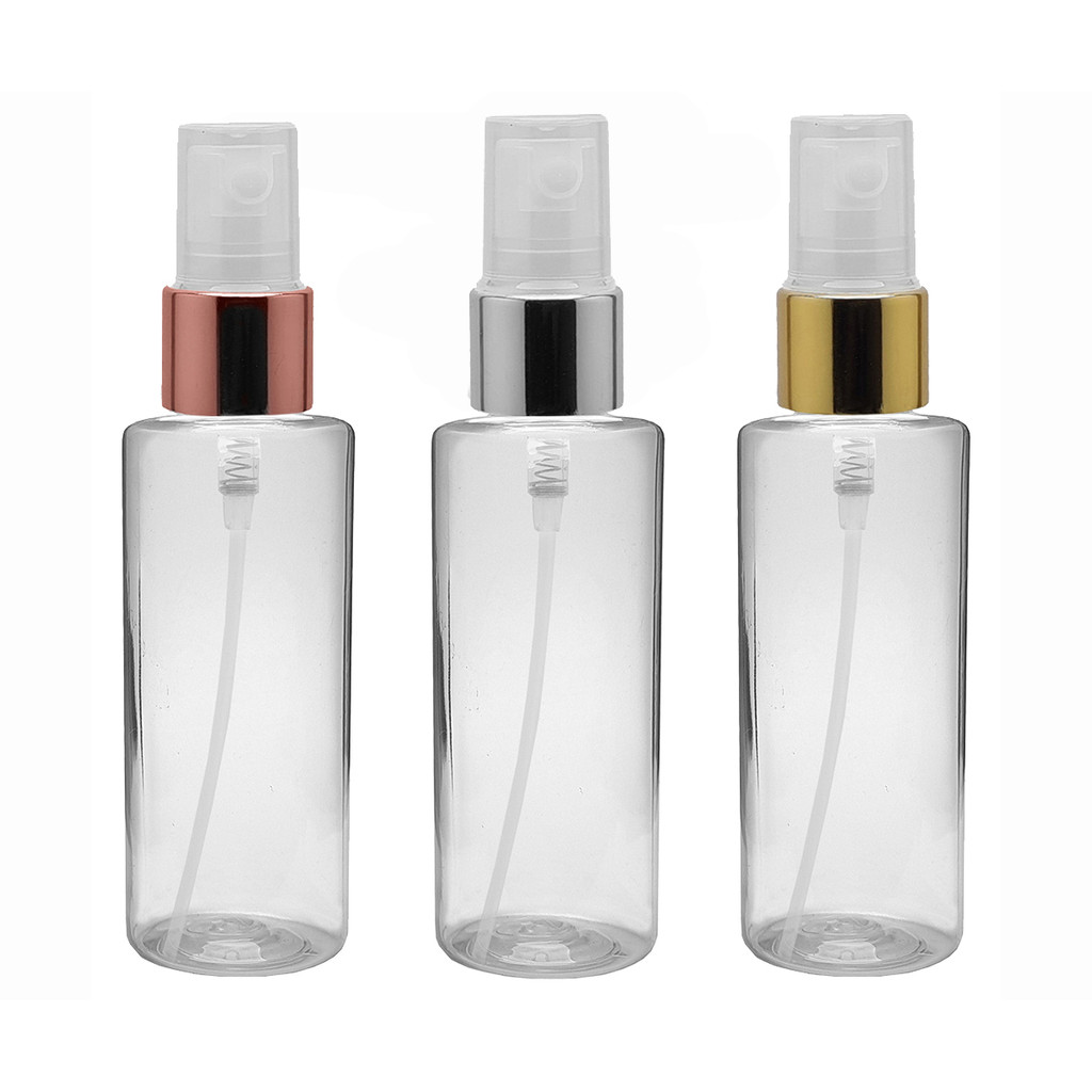 Frascos Pet 60 Ml Cil Reto Válvula Plástica Spray Metalizada para perfumes álcool líquido ...