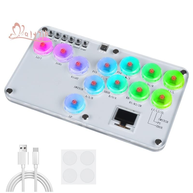 HitBox Luta Vara Controlador Colorido RGB Luz Jogo De Arcade Teclado Para PC PS3 PS4 Switch ...