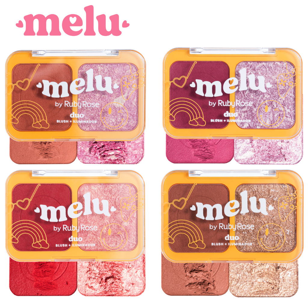 Paleta Duo, Blush e Iluminador Compacto e Sintilante a dupla perfeita Ruby Rose By melu RR1002 ...