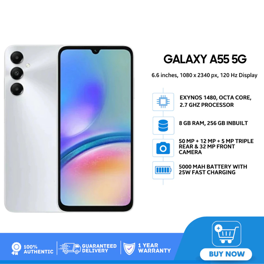 Novo Samsung Galaxy A55-5G 8GB RAM 256GB 6.6 Polegadas Câmera Tripla ...