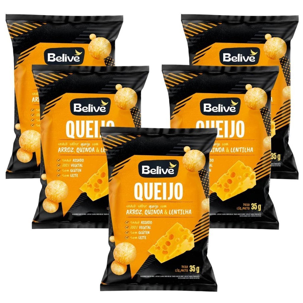 Kit C/5 Belive Snacks Queijo Suíço 35g | Shopee Brasil