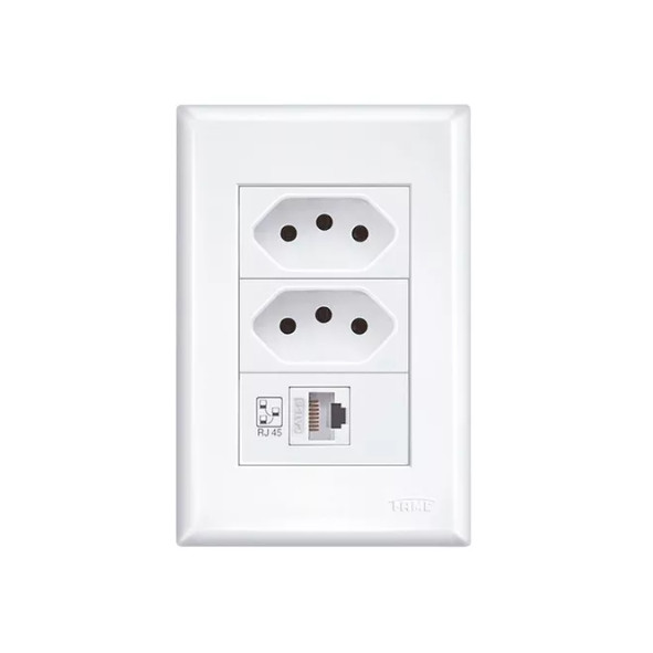 Conjunto 4x2 Tomada Dupla 10A + Módulo RJ45 CAT 6E Evidence - Fame ...