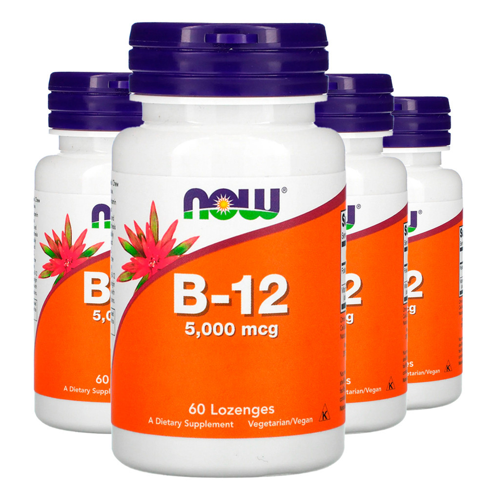 Kit 4x Now Foods Vitamina B12 5000mcg e Ácido Fólico 60Past/Made in Usa ...