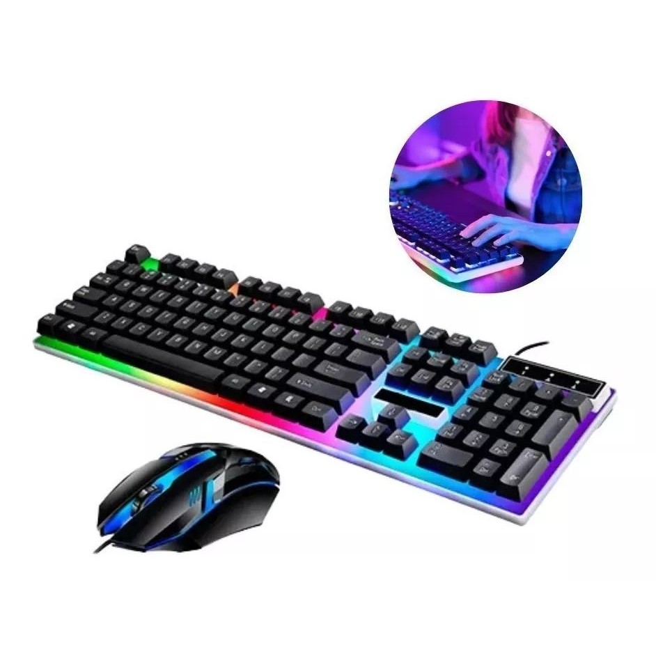 Kit Teclado Mouse Gamer Led Rgb Conexão USB Completo Jogos Pc Notebook ...
