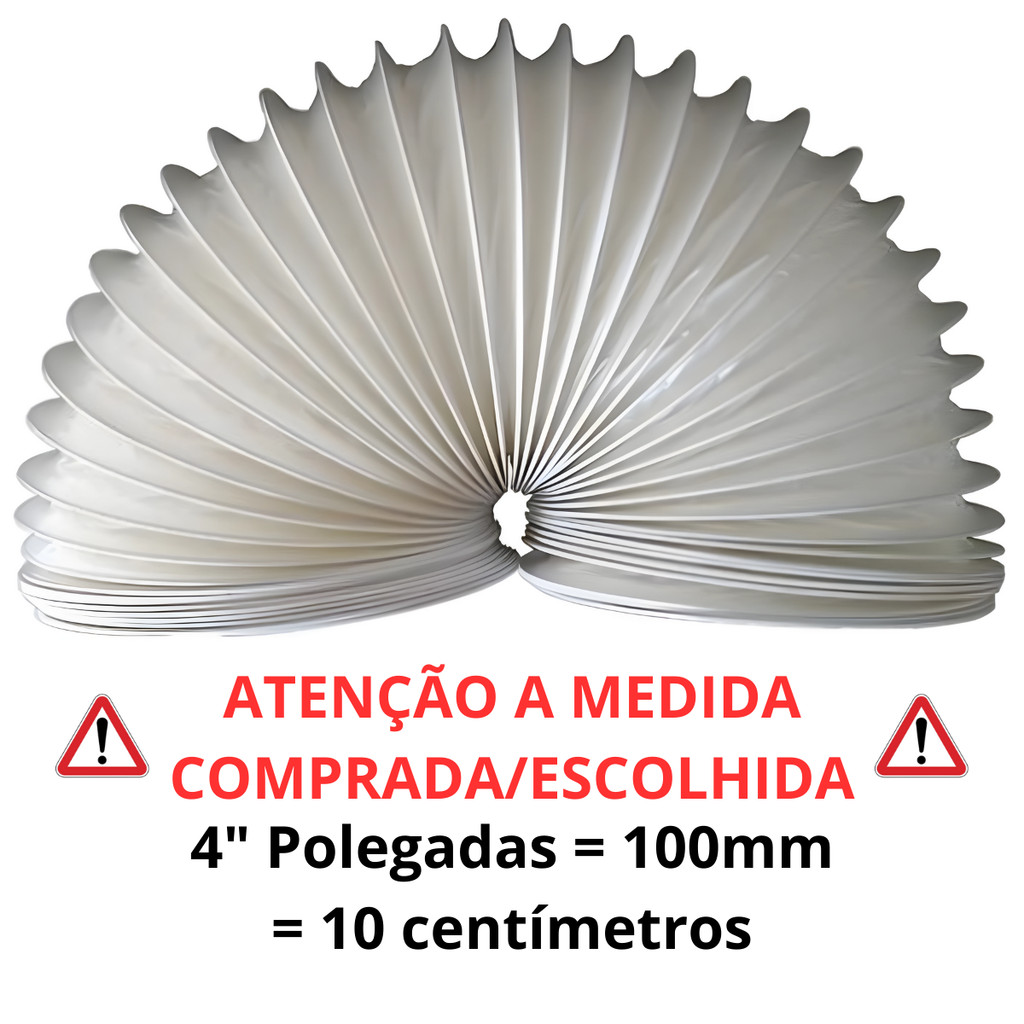 Duto PVC Flexível 4" Polegadas Flexível Ventilação Exaustor Coifa Ar ...