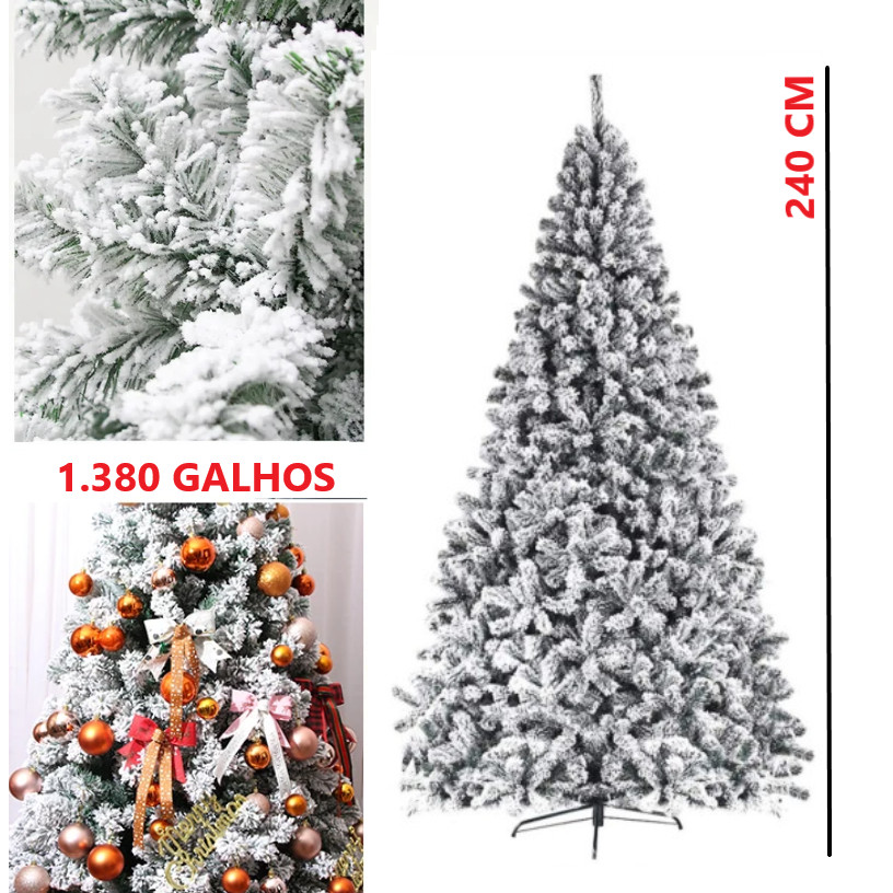 Arvore De Natal 2,40 Metros 1380 Galhos Cheia Pinheiro Luxo | Shopee Brasil