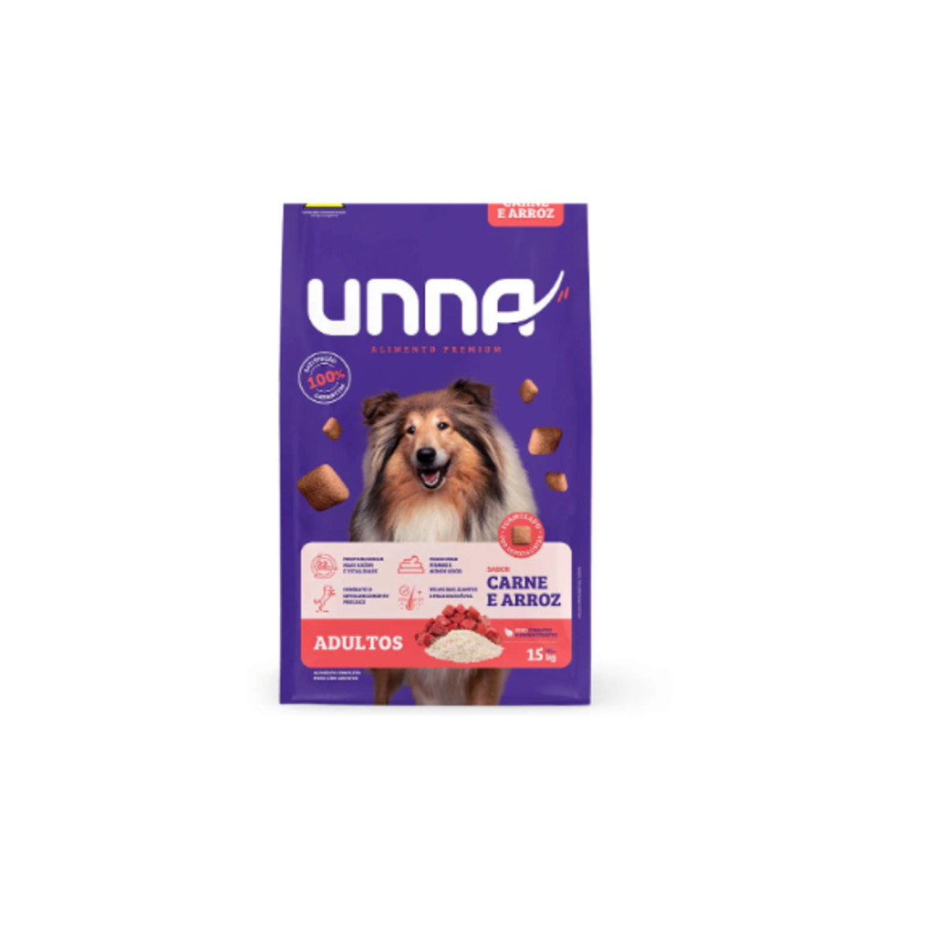 Ração Unna Carne e Arroz Para Cães Adultos 15 kg | Shopee Brasil