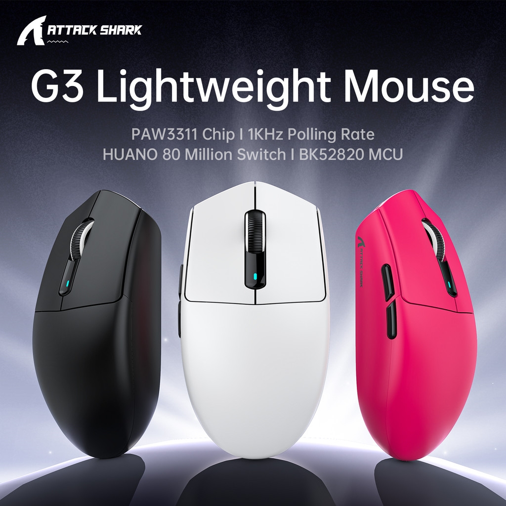 Mouse Para Jogos Sem Fio Trimodo Attack Shark G3 25000 Dpi PAW3311 ...