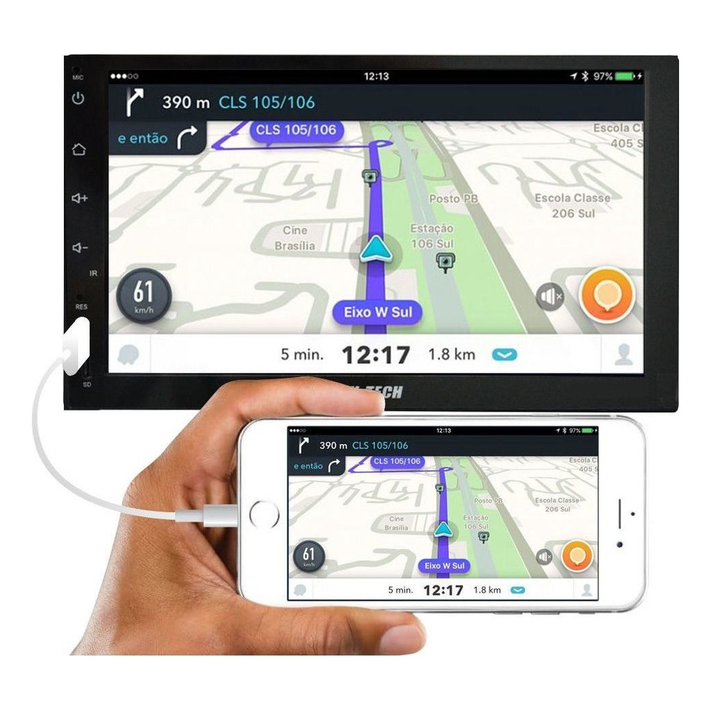 Central Multimídia H-tech Ht-5023 7 Polegadas 2din Espelhamento iOS Android Bluetooth | Shopee ...
