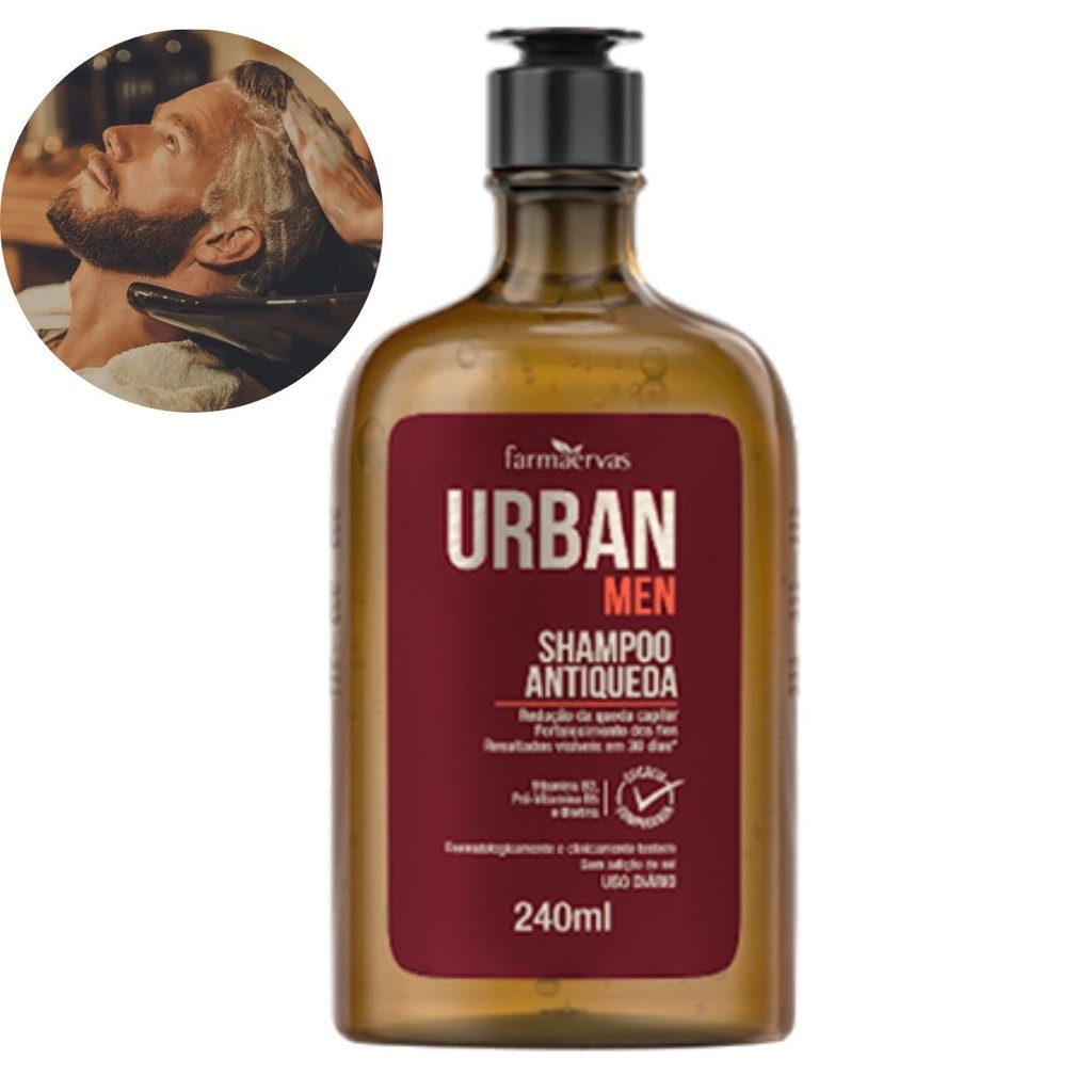 Shampoo Masculino Antiqueda Xampu Homem Queda de Cabelo Urban Men 240ml ...
