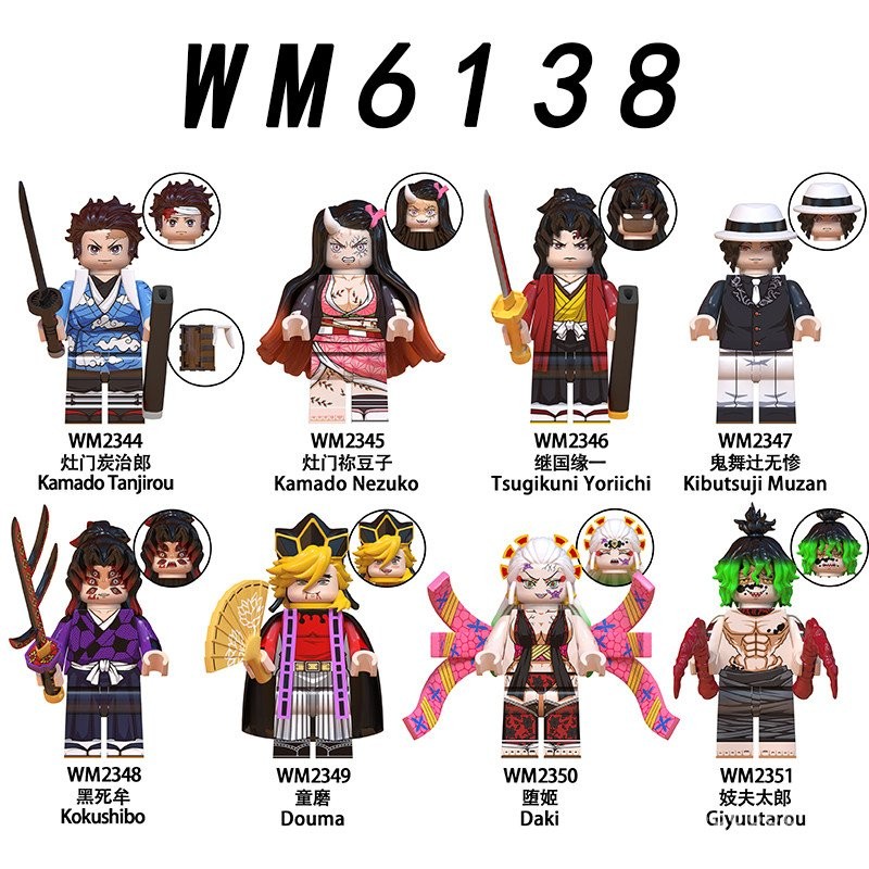WM6138 Demon Slayer Tanjiro Mitoko Tsuchimikado Akaza Blocos de ...
