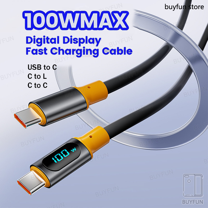 TwoC USB to Type C to L Fast Charging Data Cord Line With Led Digital ...